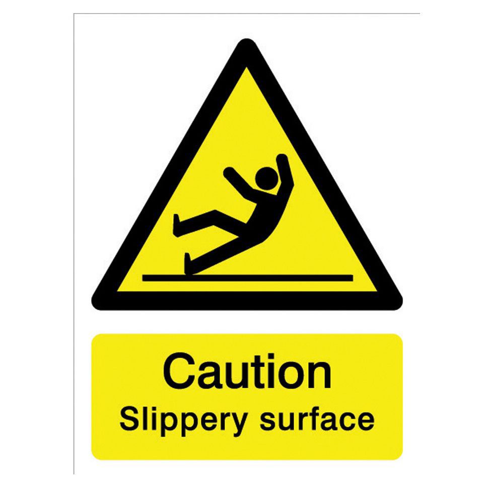 Caution slippery surface Self-adhesive labels, (H)200mm (W)150mm | DIY ...