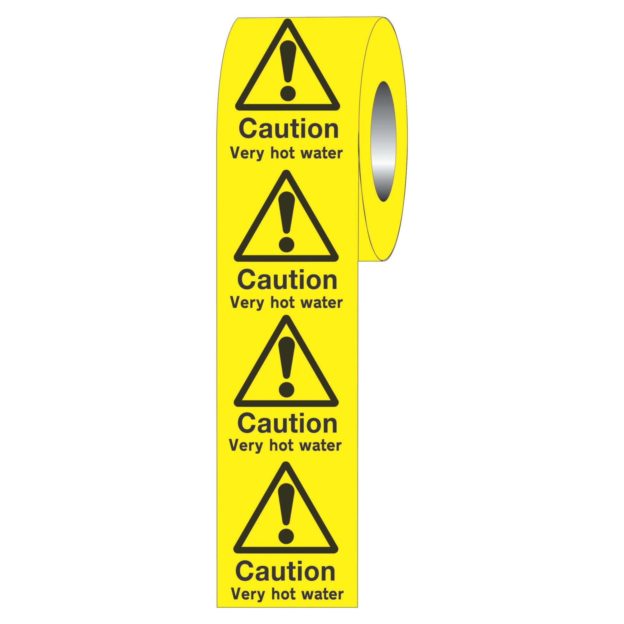 Caution very hot water Self-adhesive labels, (H)50mm (W)50mm