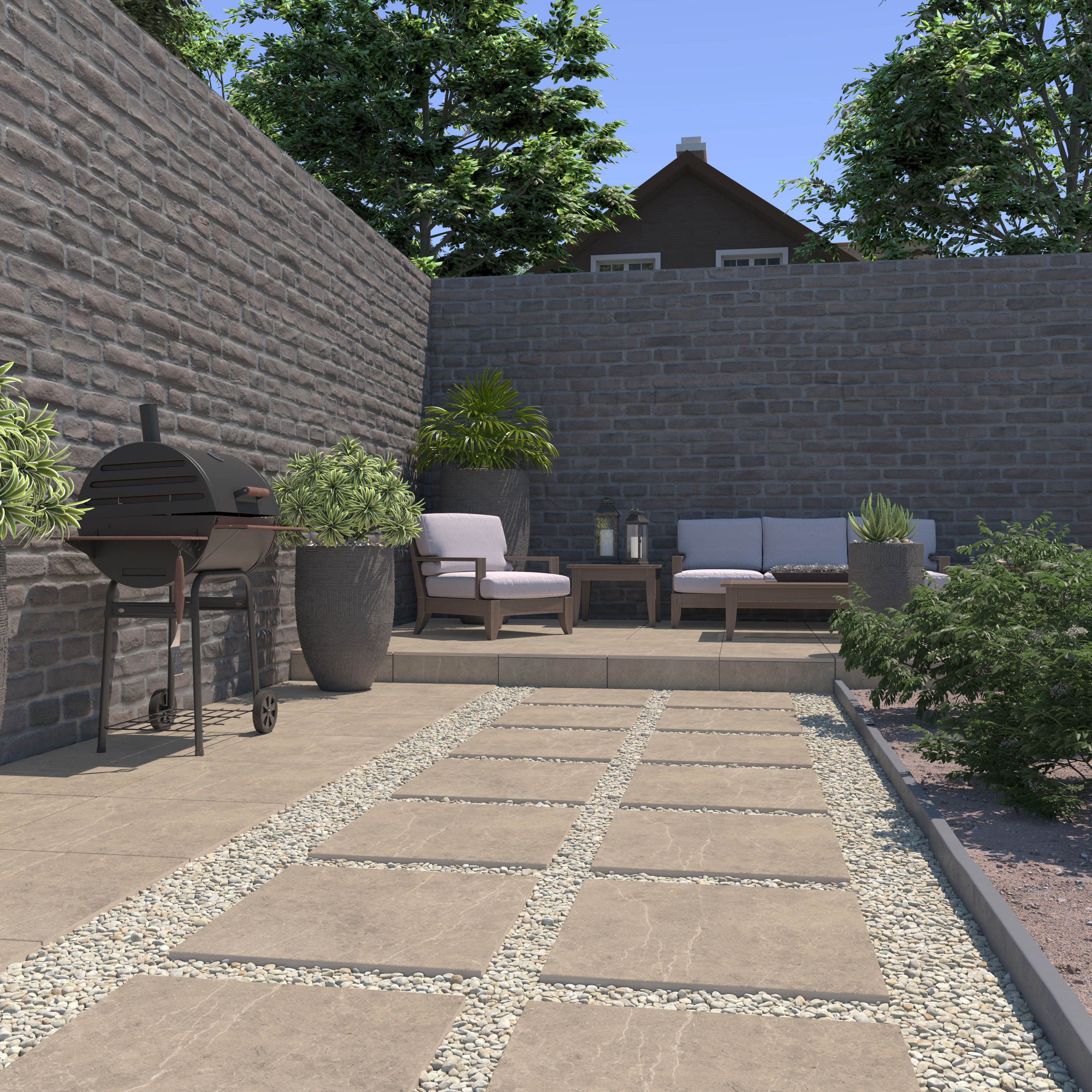 Ceramica Earthstone Beige Matt Stone effect Textured Porcelain Outdoor ...