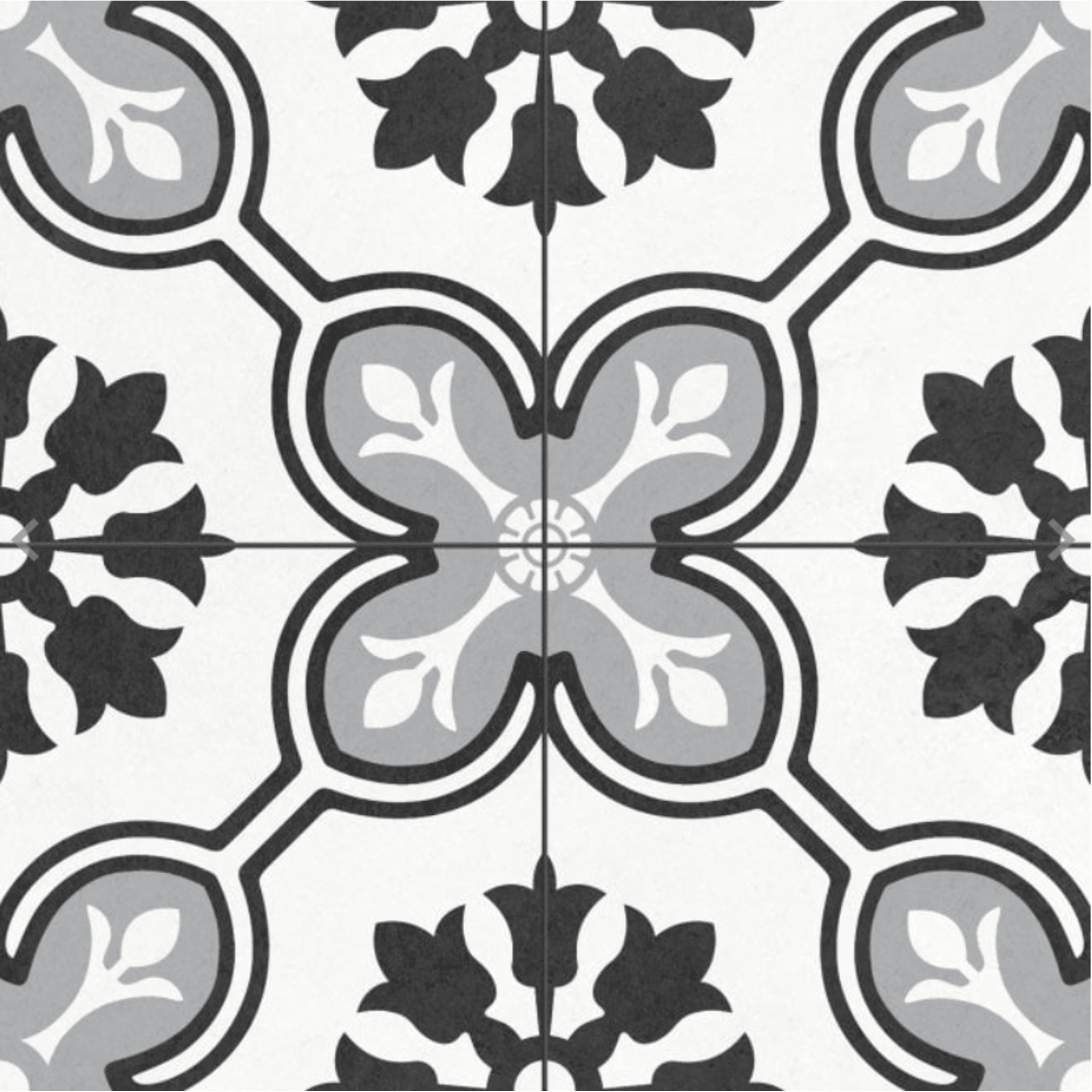 Ceramica Ellie Graphite Black & white Matt Patterned Vintage effect ...