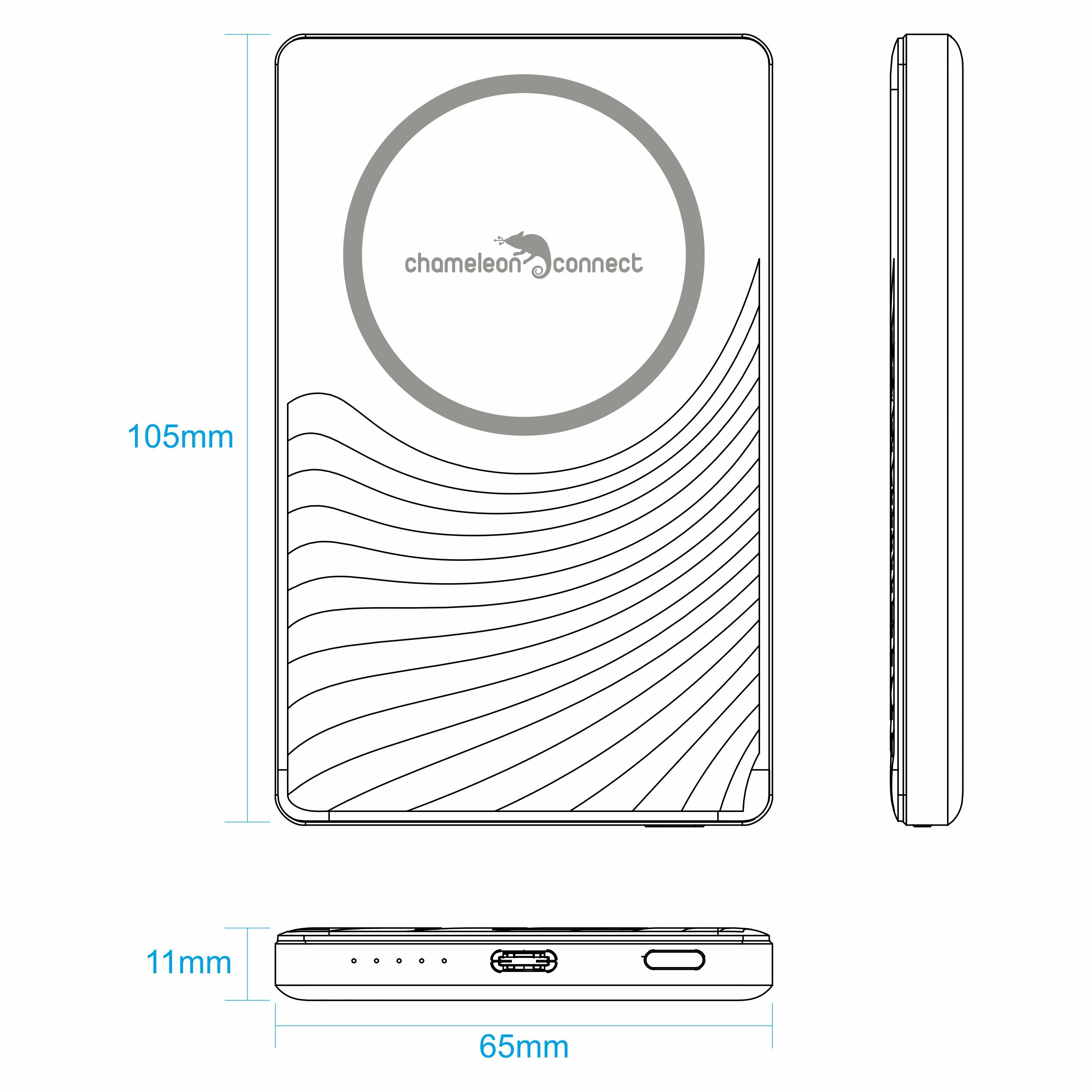 Chameleon Connect Grey Portable Hybrid Power bank 5000mAh