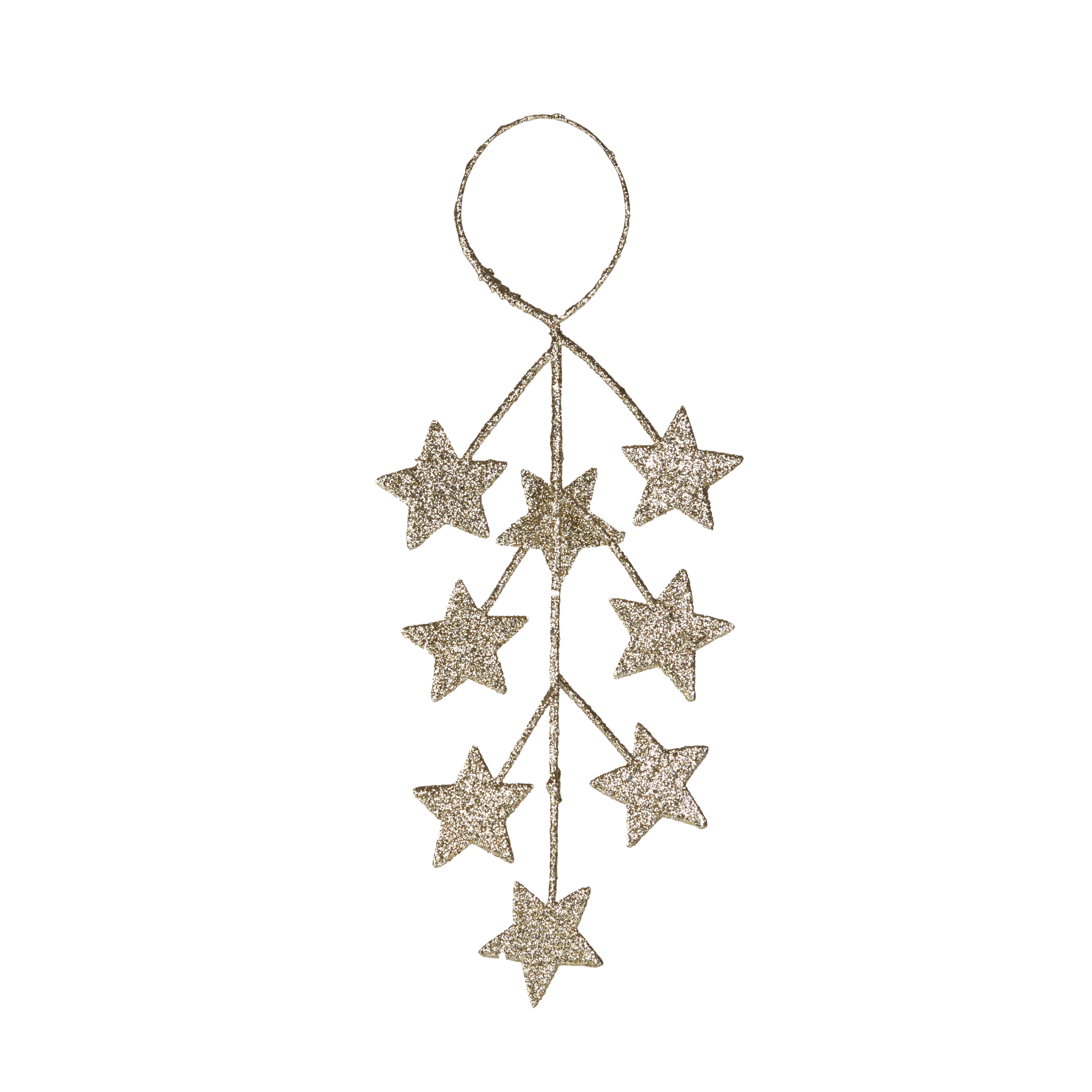 Champagne Glitter effect Plastic Star branch Decoration | DIY at B&Q