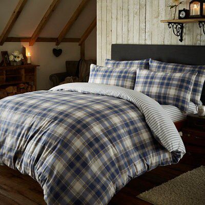 Chartwell Check Blue Double Bedding set | DIY at B&Q