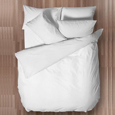 Chartwell Easy care Plain White Double Bedding set | DIY at B&Q