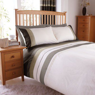 Chartwell Metro Striped Cream Double Bedding set | DIY at B&Q