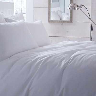 Chartwell Waffle Plain White Double Bedding set | DIY at B&Q