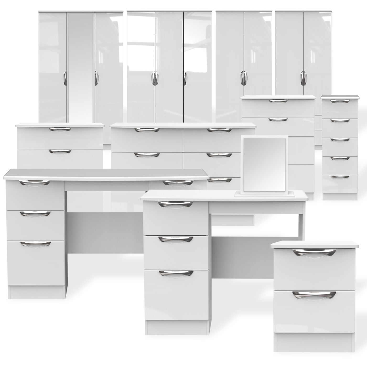 Chelsea Ready assembled Gloss white 6 drawer Desk (H)795mm (W)415mm (D ...
