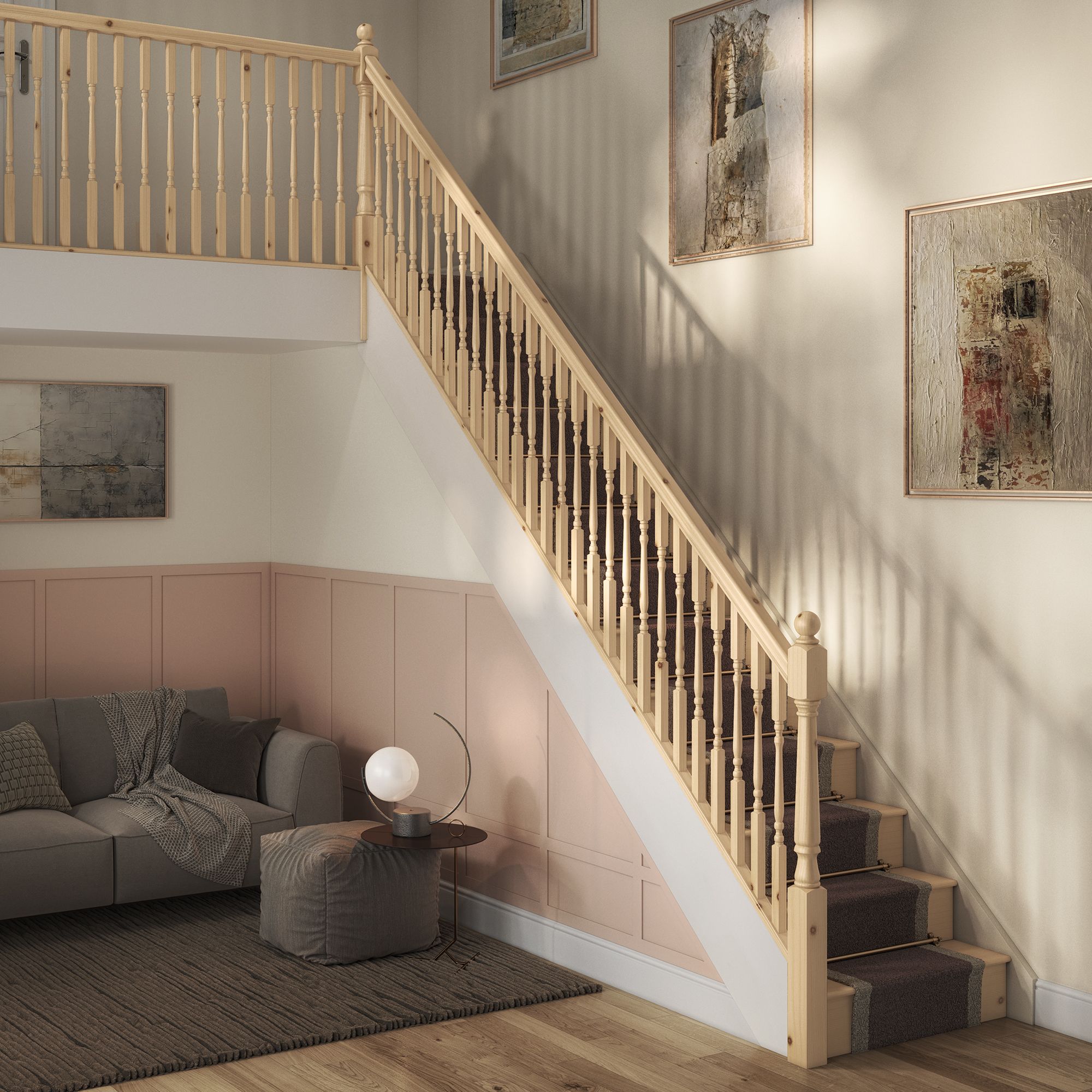 Cheshire Mouldings Traditional Natural Pine Complete newel post (H)82mm ...