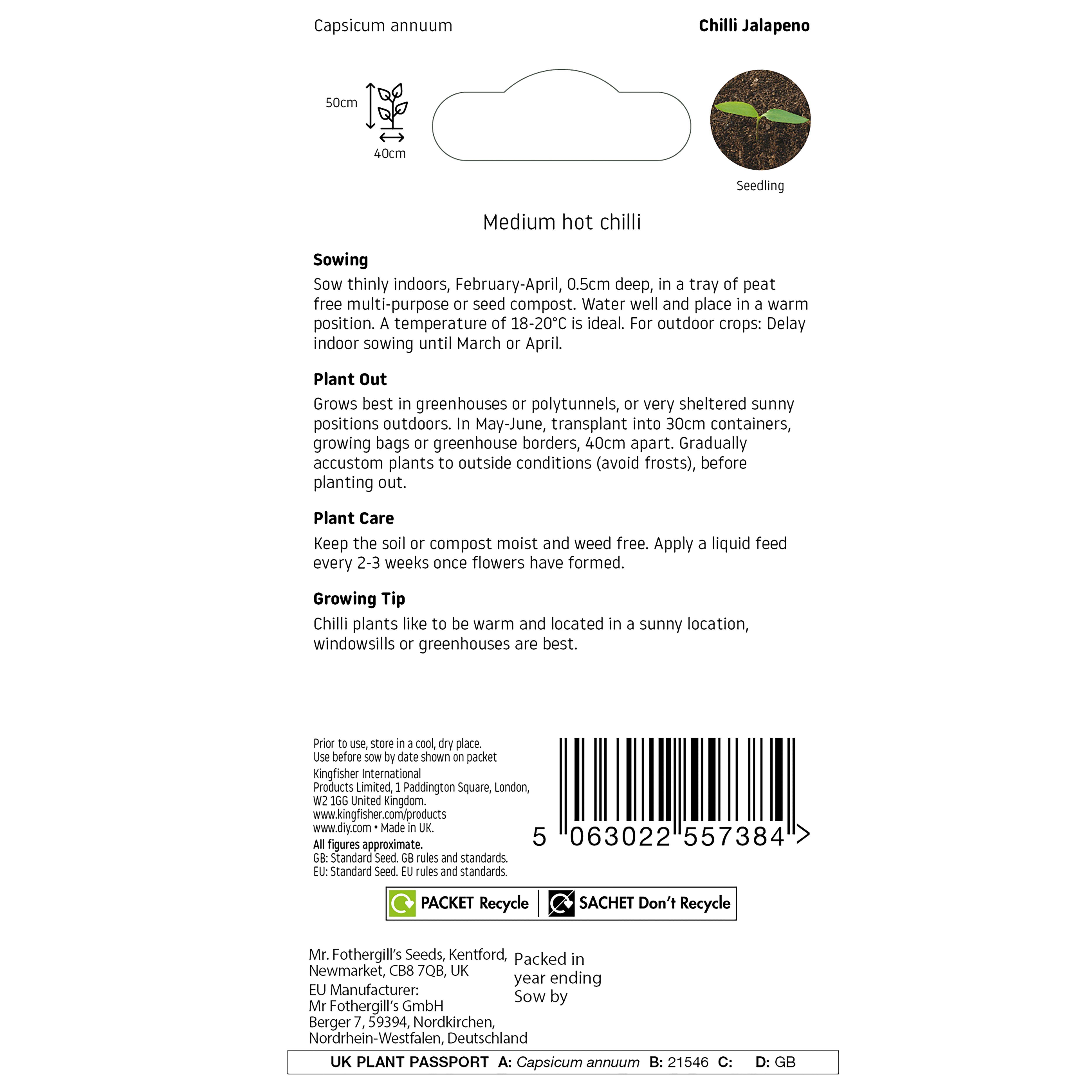 Chilli 'Jalapeno' Vegetable Seeds