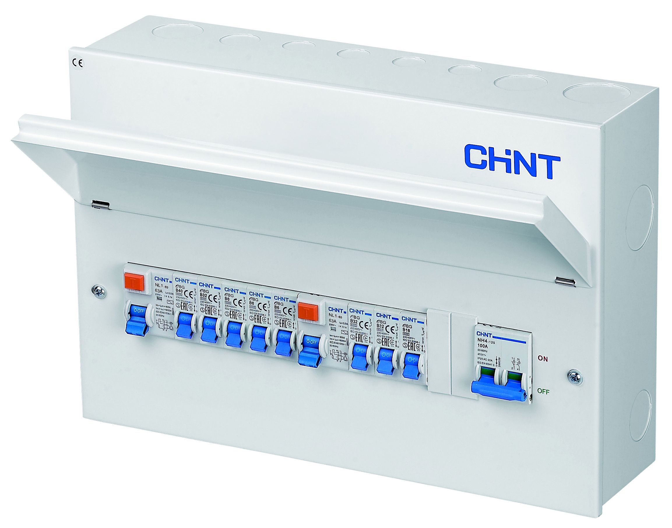 Chint Dual RCD Consumer unit with 100A mains switch
