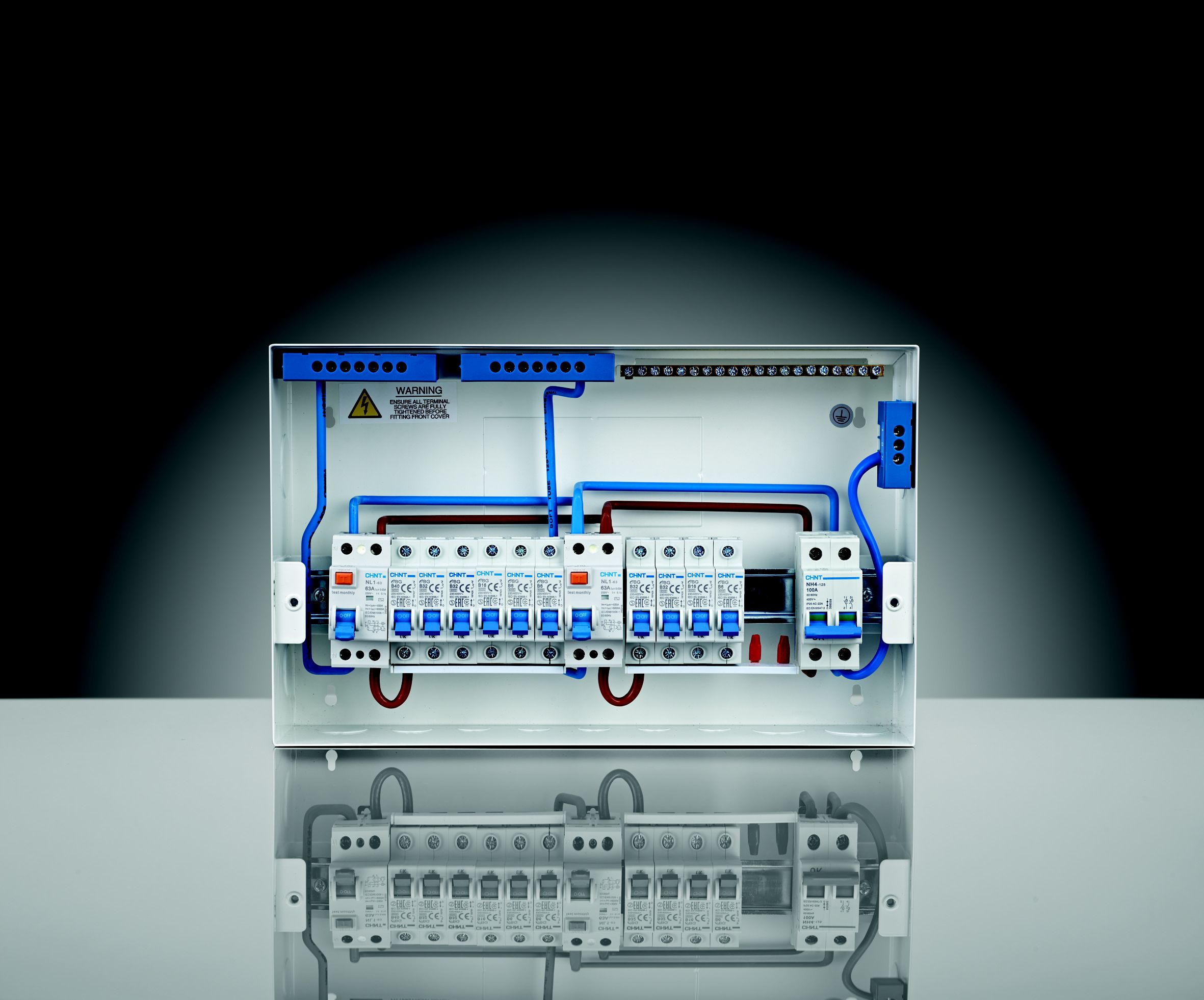 Chint Dual RCD Consumer unit with 100A mains switch