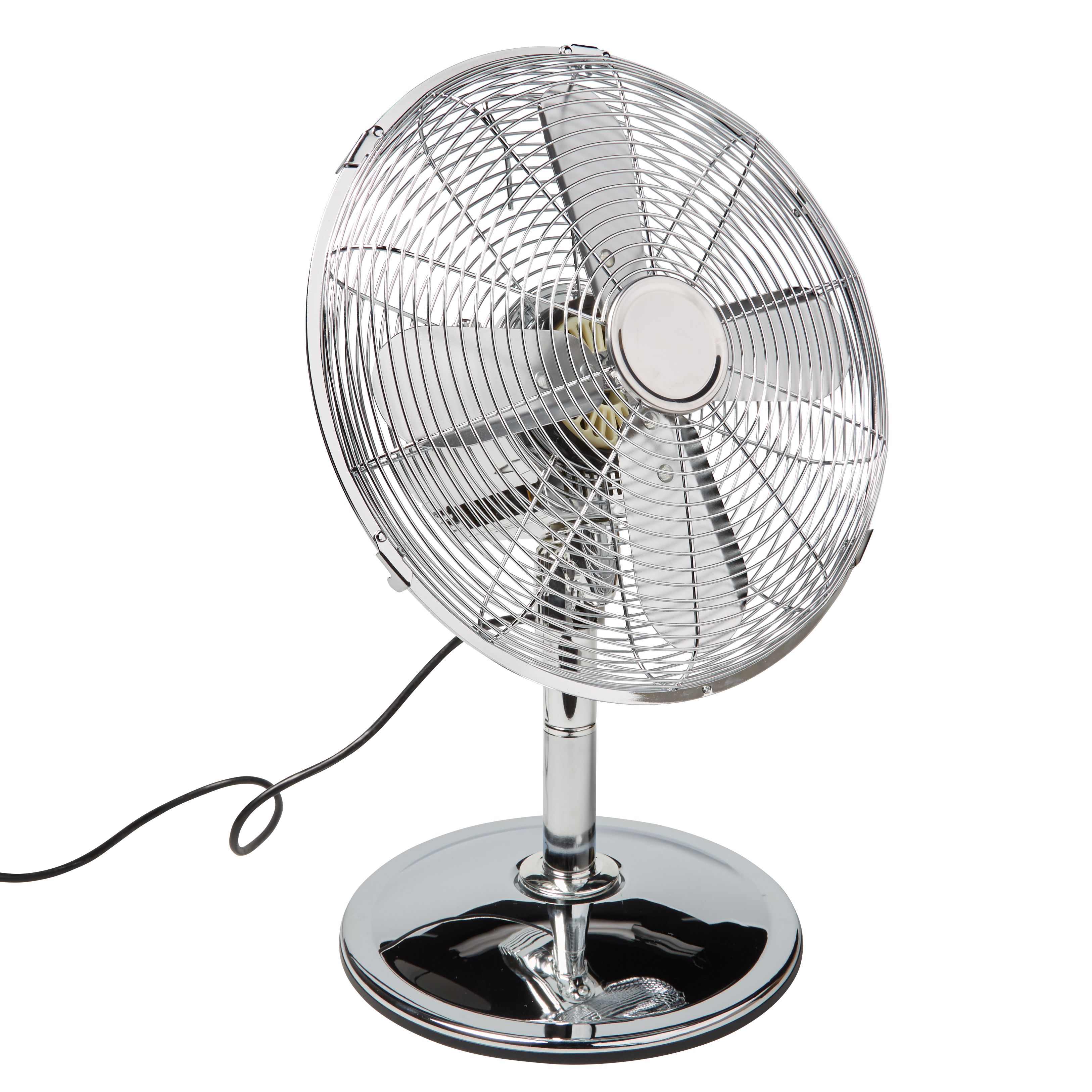 Chrome effect 12" 45W 220V Single-speed constant 20° tilt Desk fan ...