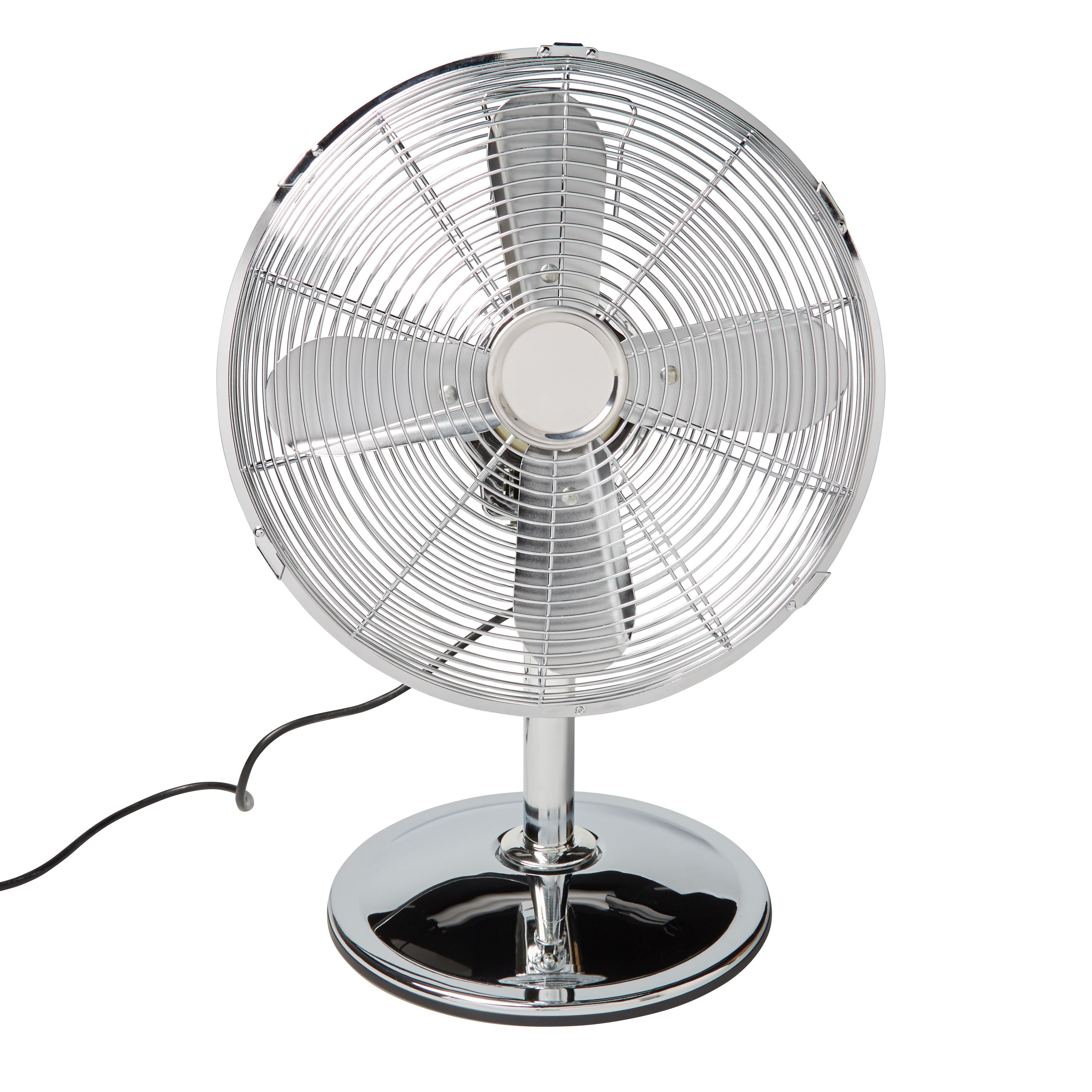 Chrome effect 12" 45W 220V Single-speed constant 20° tilt Desk fan ...