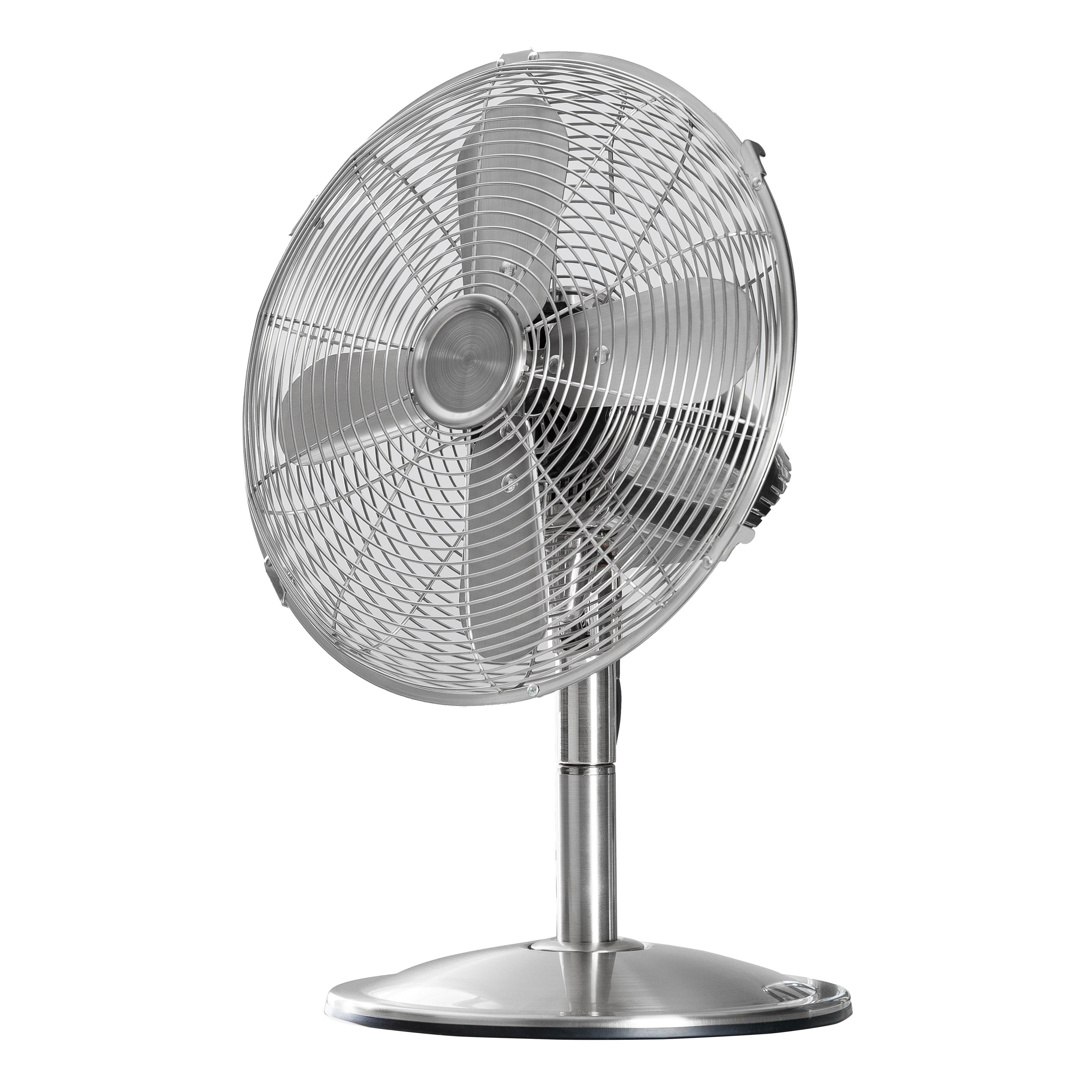 Chrome effect 12" 45W 220V Single-speed constant 20° tilt Desk fan ...