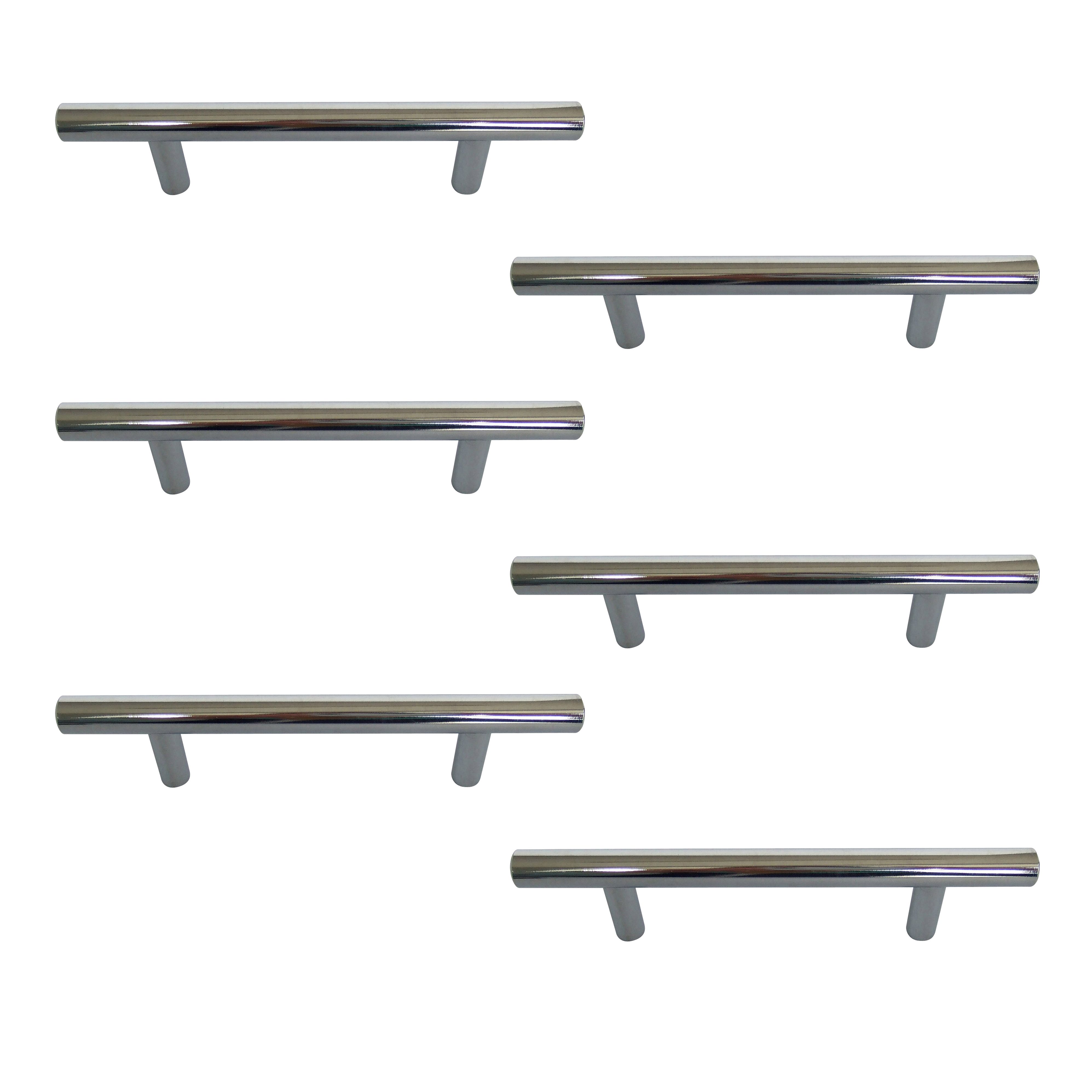 Chrome effect Furniture Handle (L)15.5cm, Pack of 6 | DIY at B&Q