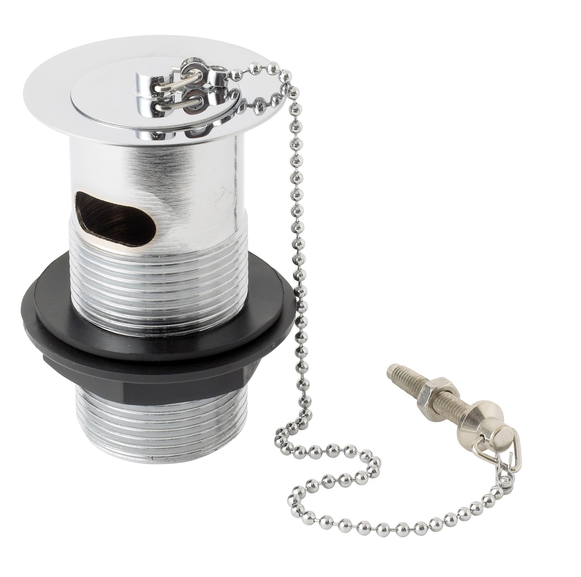 Chrome effect Metal Plug & chain Slotted Waste | DIY at B&Q