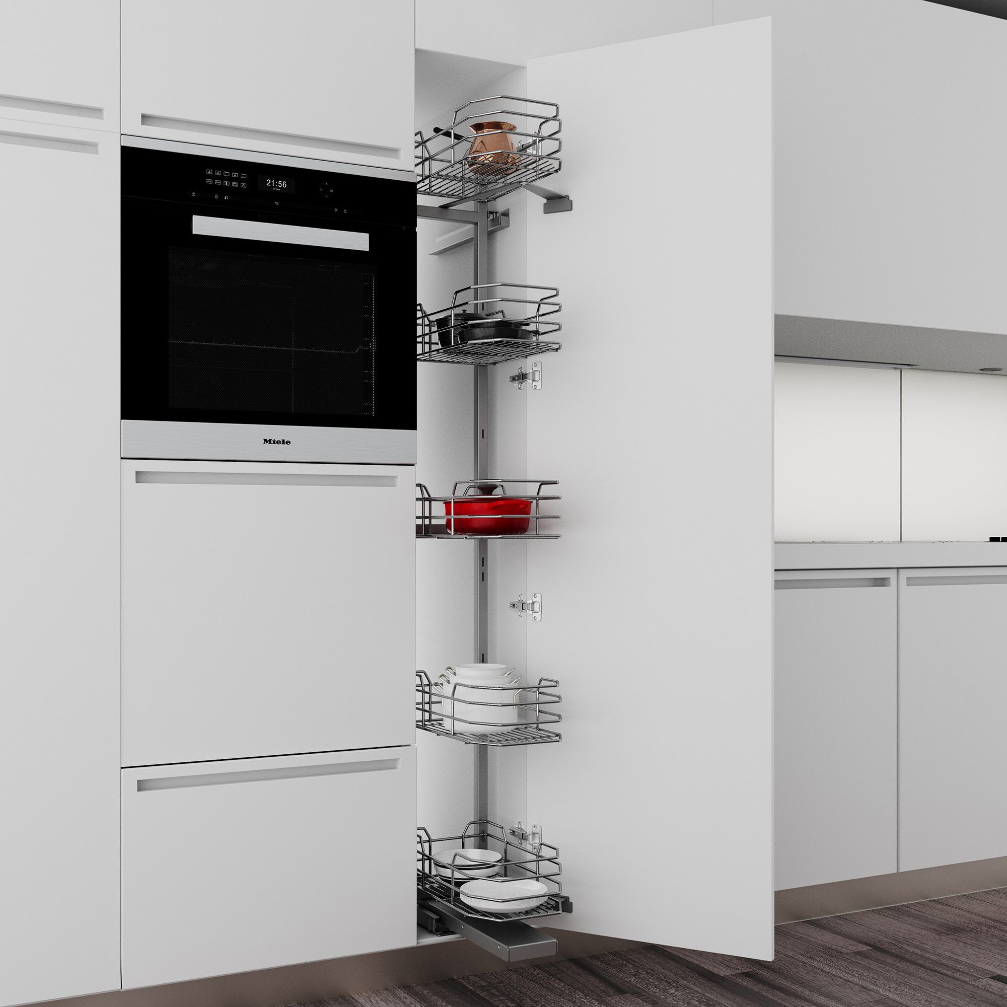 Chrome effect Pull-out storage runner 300mm larder unit (L)470mm