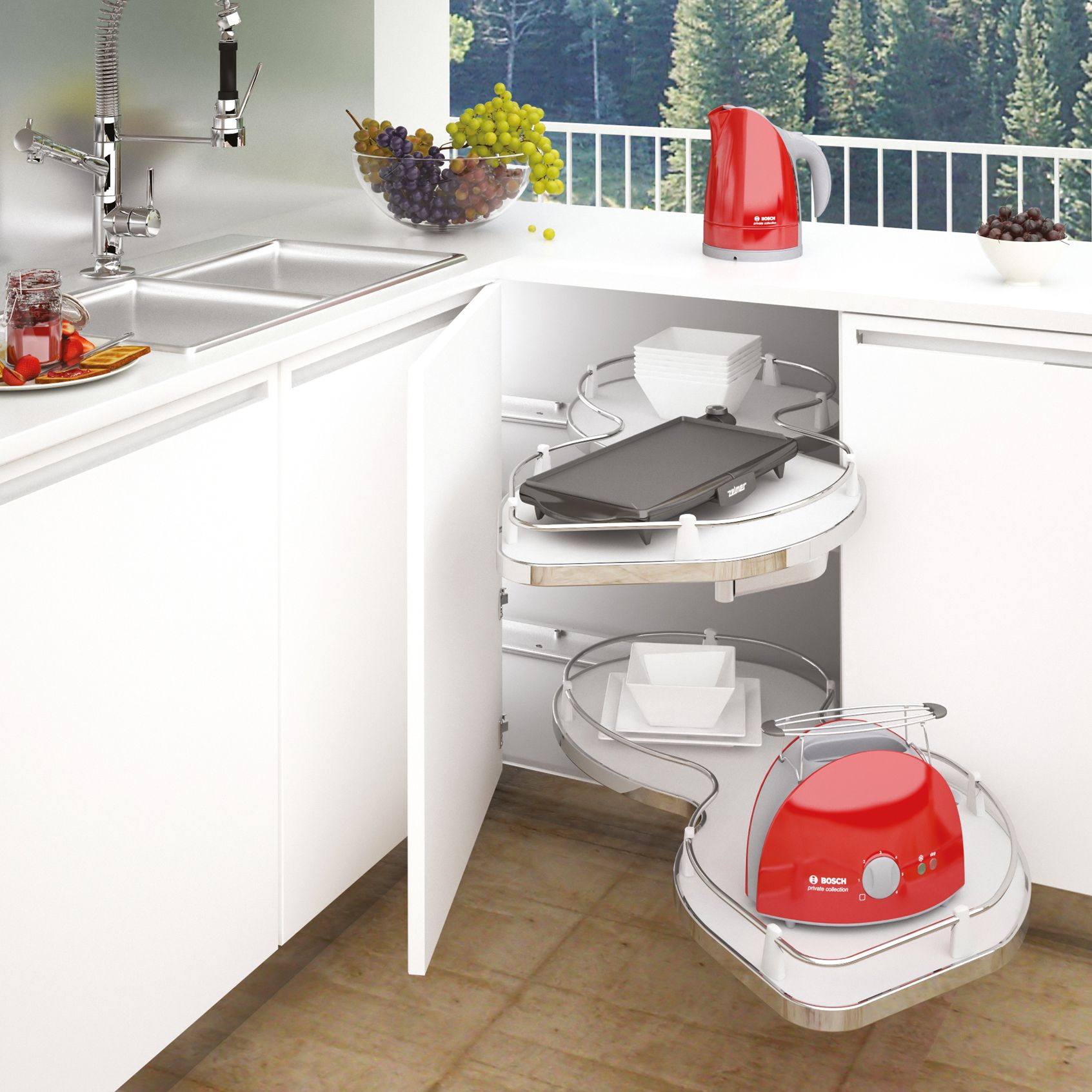 Chrome effect Pull-out storage universal corner For 800mm corner ...