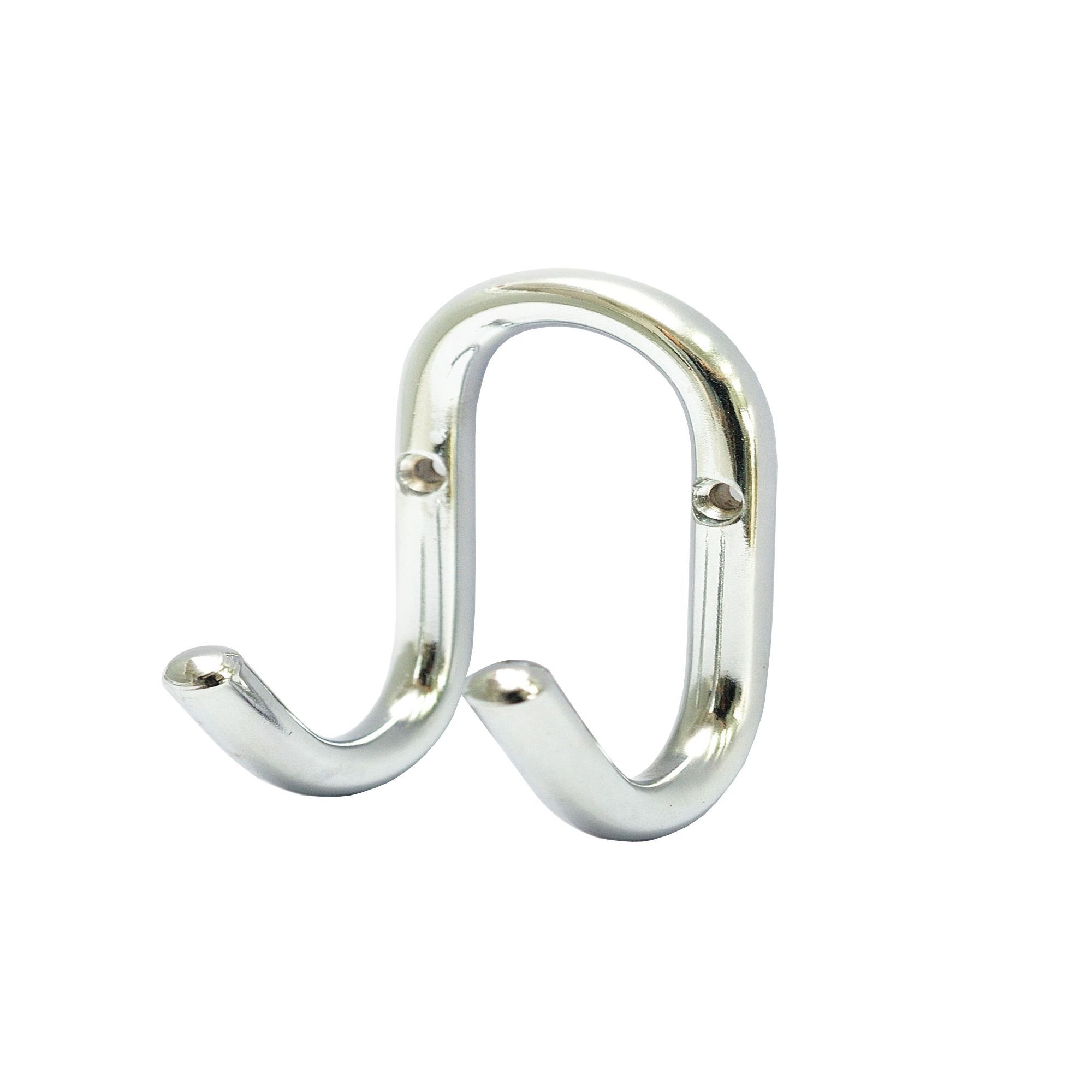 Chrome effect Steel J-shaped Double Hook (H)52mm (W)59mm | DIY at B&Q