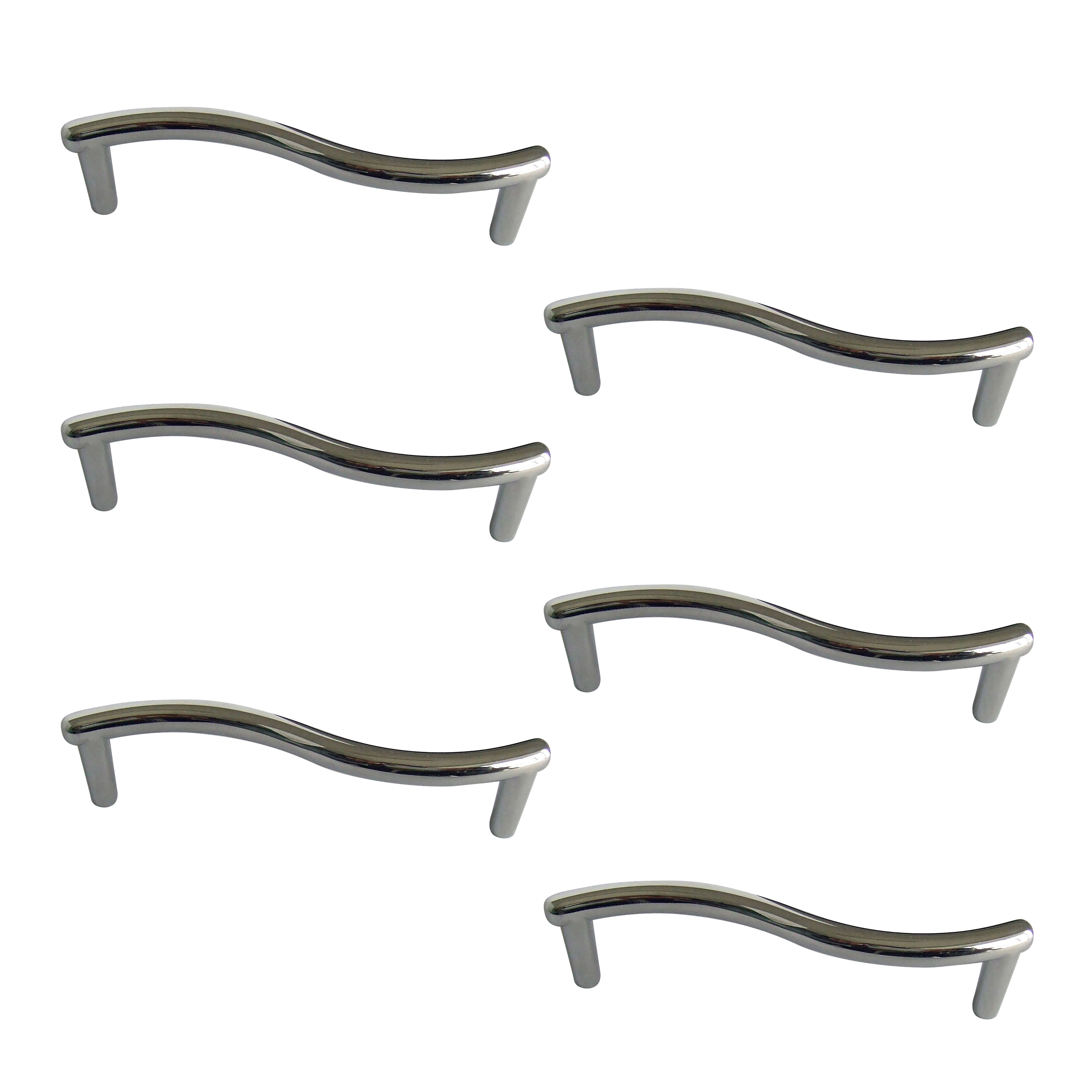 Chrome effect Zinc alloy Wave Cabinet Pull handle, Pack of 6 | DIY at B&Q