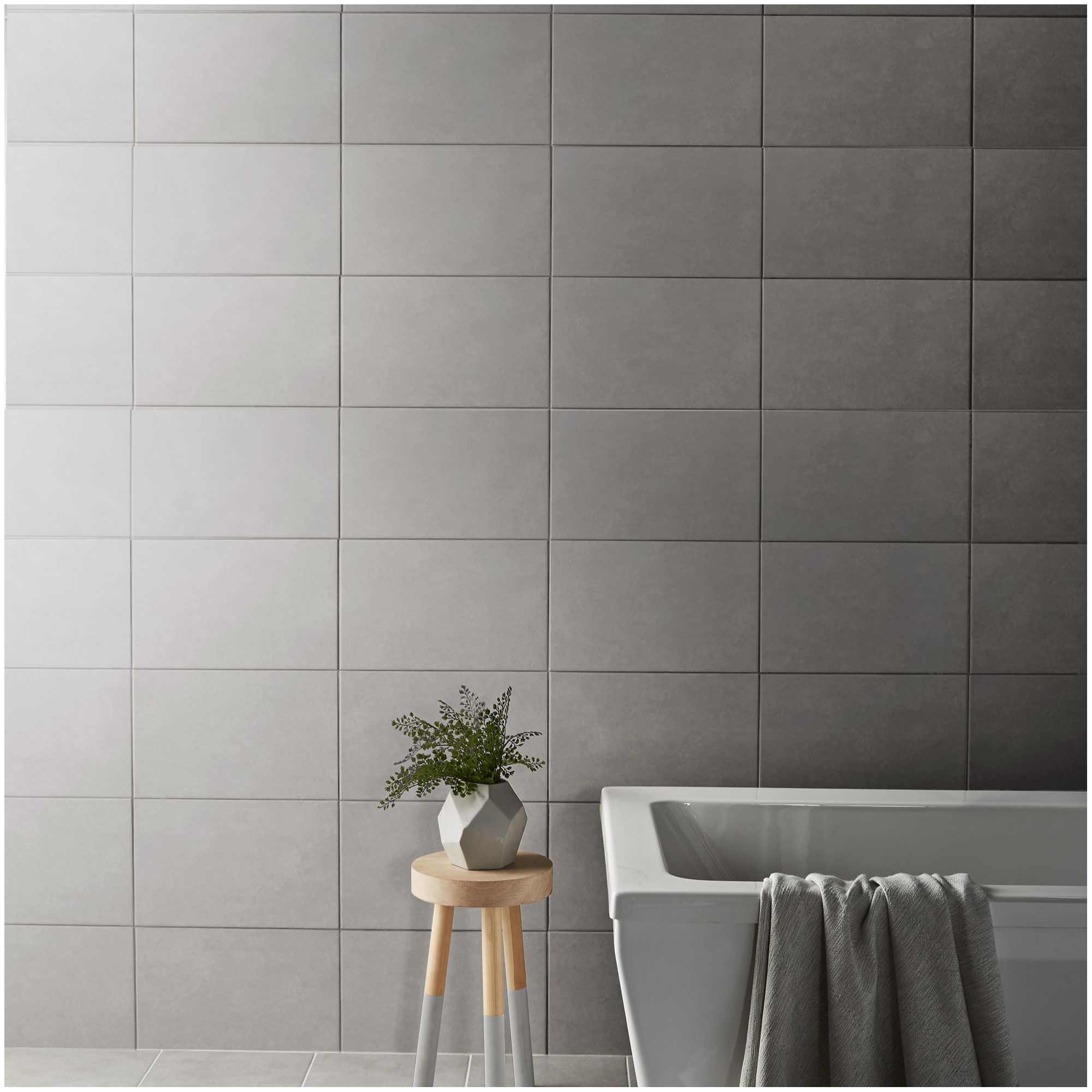 Cimenti Grey Matt Flat Concrete effect Ceramic Indoor Wall Tile, Pack ...