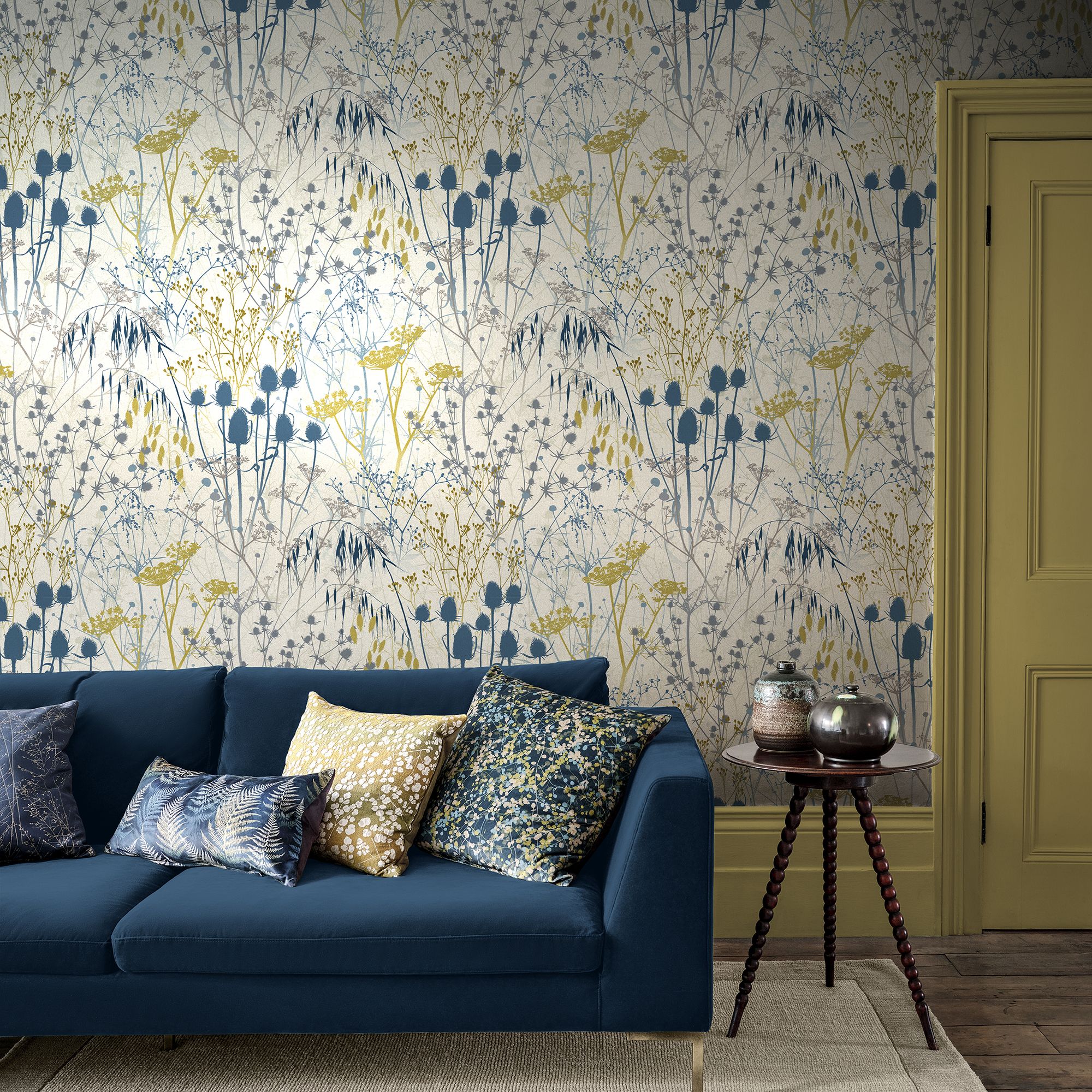 Clarissa Hulse Summer Border Blue Smooth Wallpaper