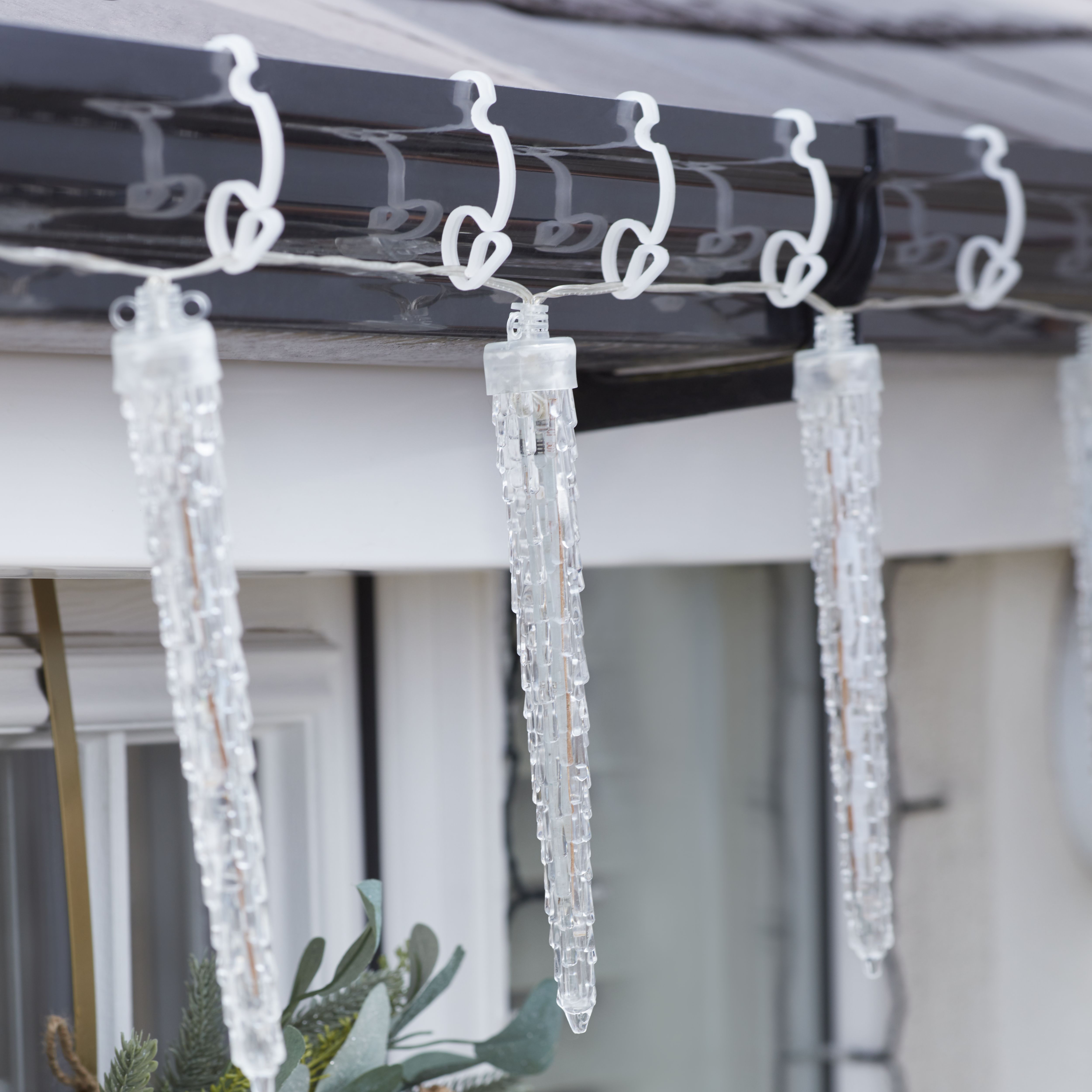 Clear Small Round Christmas Gutter hook Pack of 24