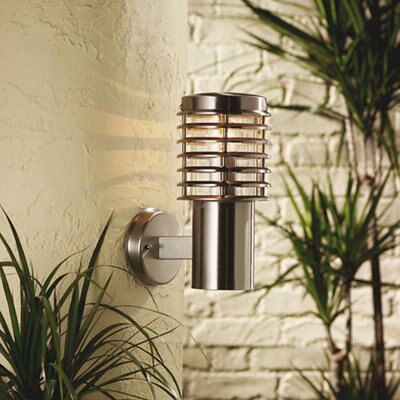 Clipper Adjustable Chrome effect Halogen PIR Outdoor Wall light 60W