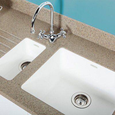 Coffee Brown Stone effect Earthstone Worktop with sink & drainer (L)1800mm