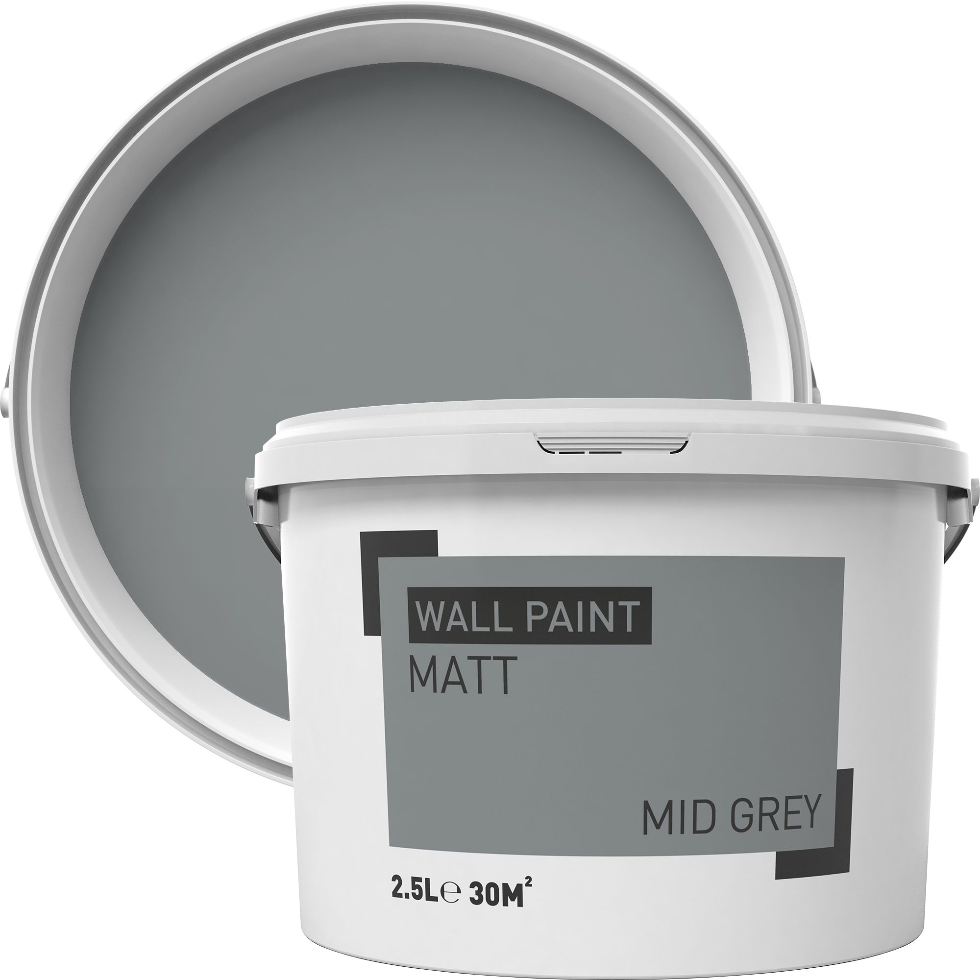 Coloured emulsion paint Grey Matt Wall & ceiling Emulsion paint, 2.5L