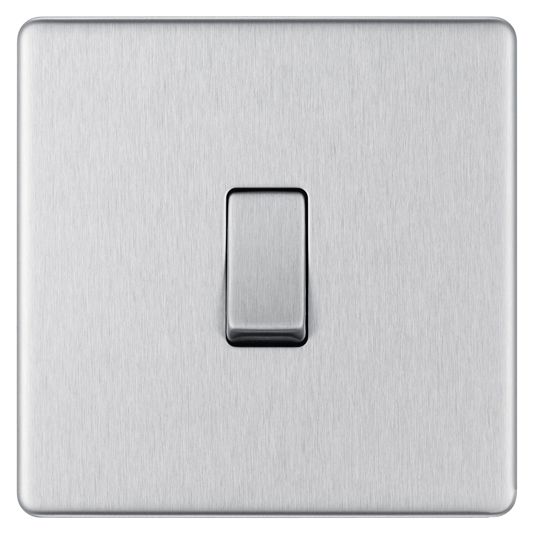 Colours 10A Single Flat Screwless Intermediate switch Silver effect