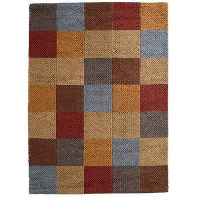 Colours Anand Beige, maroon & pale blue Square Medium Rug, (L)160cm x ...
