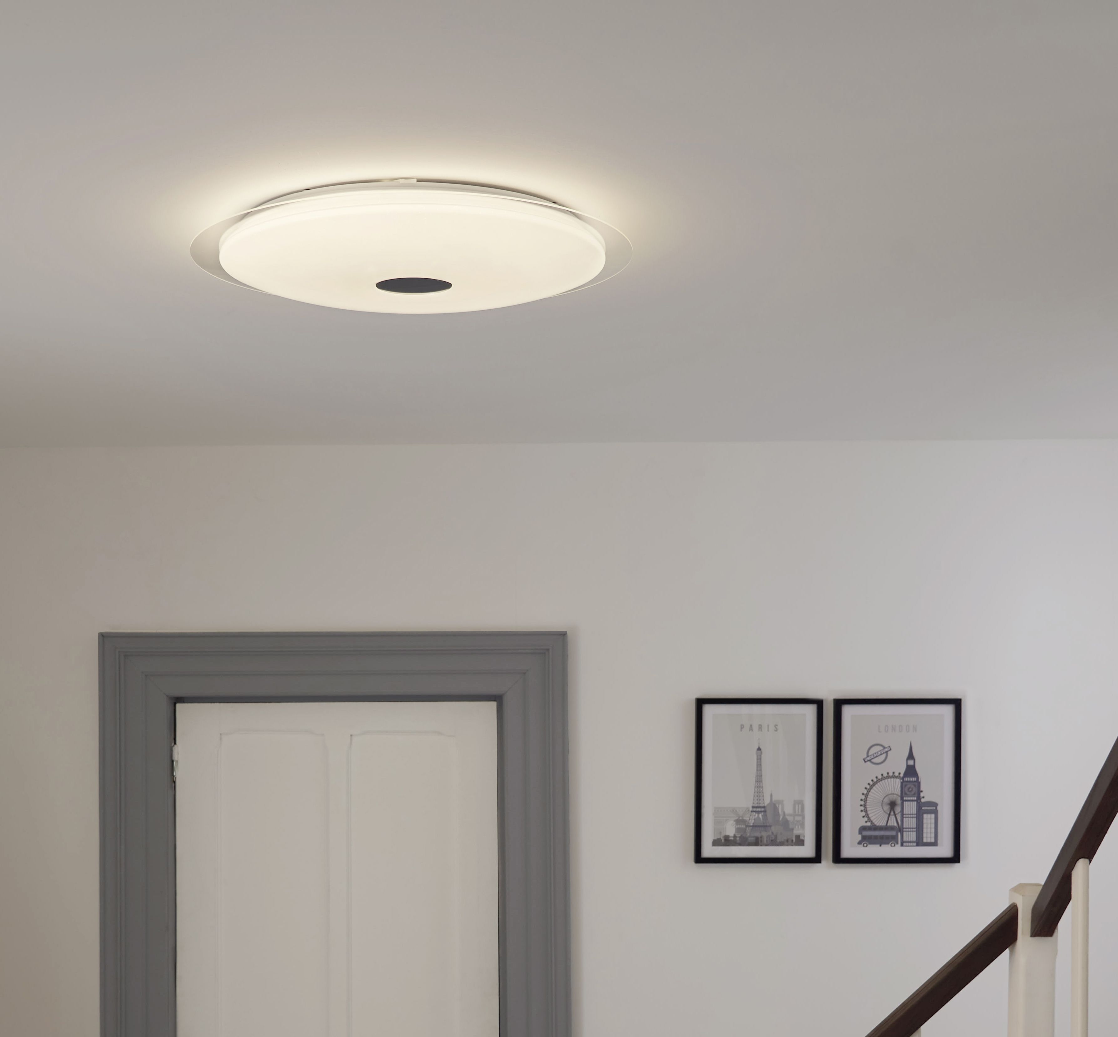 Colours Angoon Extra Large Matt Metal & plastic White Frosted effect ...