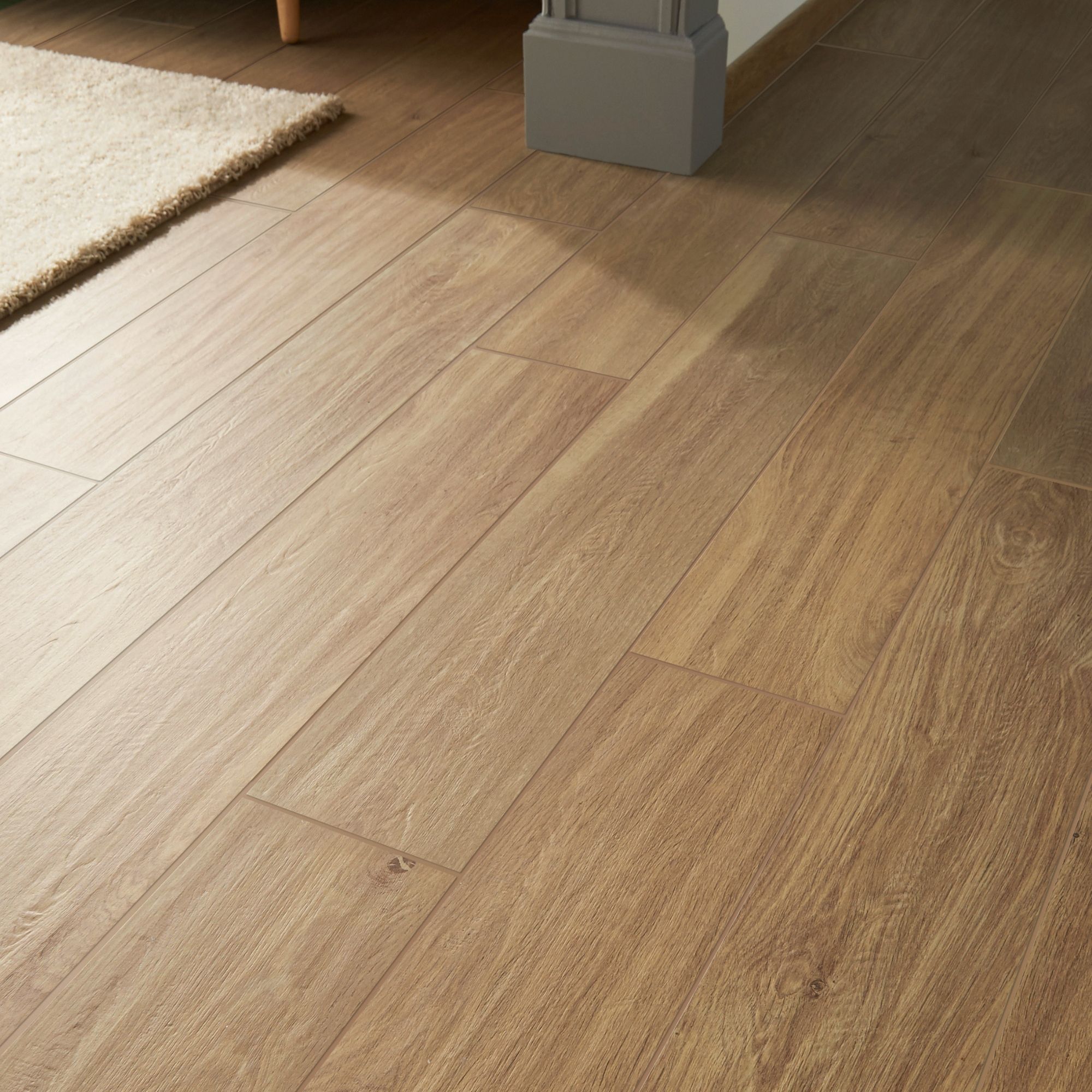 Colours Antic rustic Natural Matt Wood effect Textured Porcelain Indoor ...