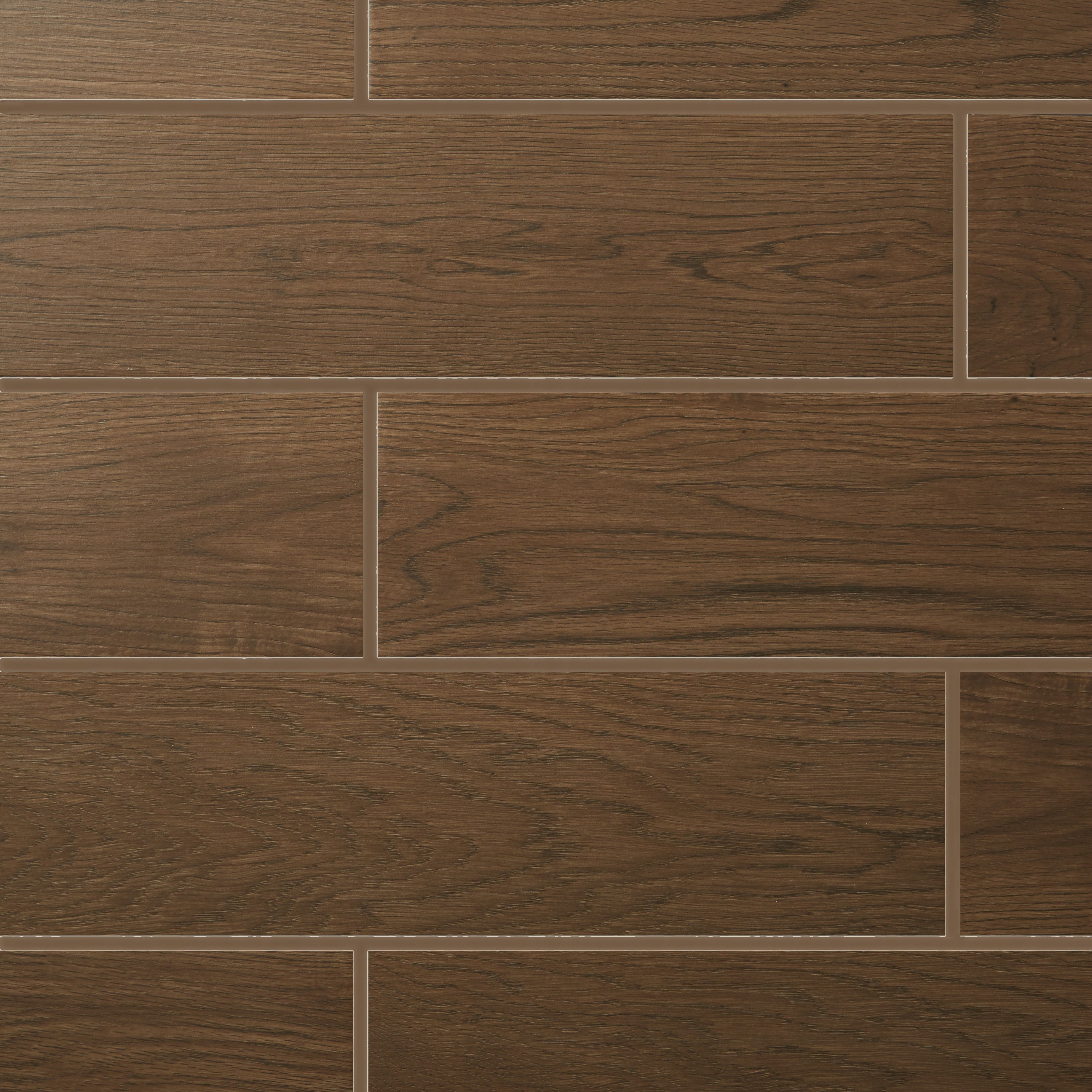 Colours Arrezo Brown Matt Wood effect Porcelain Wall & floor Tile Sample