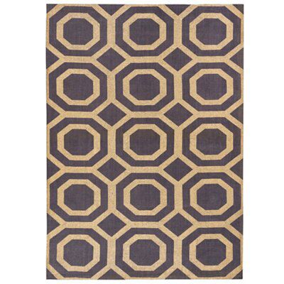Colours Athena Gold Geometric Medium Rug, (L)170cm x (W)120cm