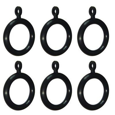 Colours Black Curtain ring (Dia)16mm, Pack of 6 | DIY at B&Q