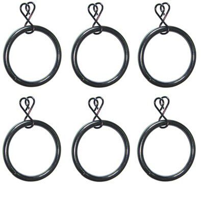 Colours Black Curtain ring (Dia)25mm, Pack of 6 | DIY at B&Q