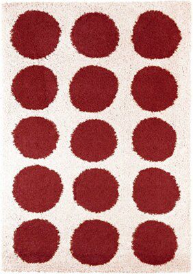 Colours Brady Cream & red Dotty Large Rug, (L)230cm x (W)160cm | DIY at B&Q