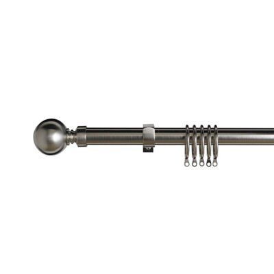 Colours Brocante Grey Stainless steel effect Extendable Curtain pole ...