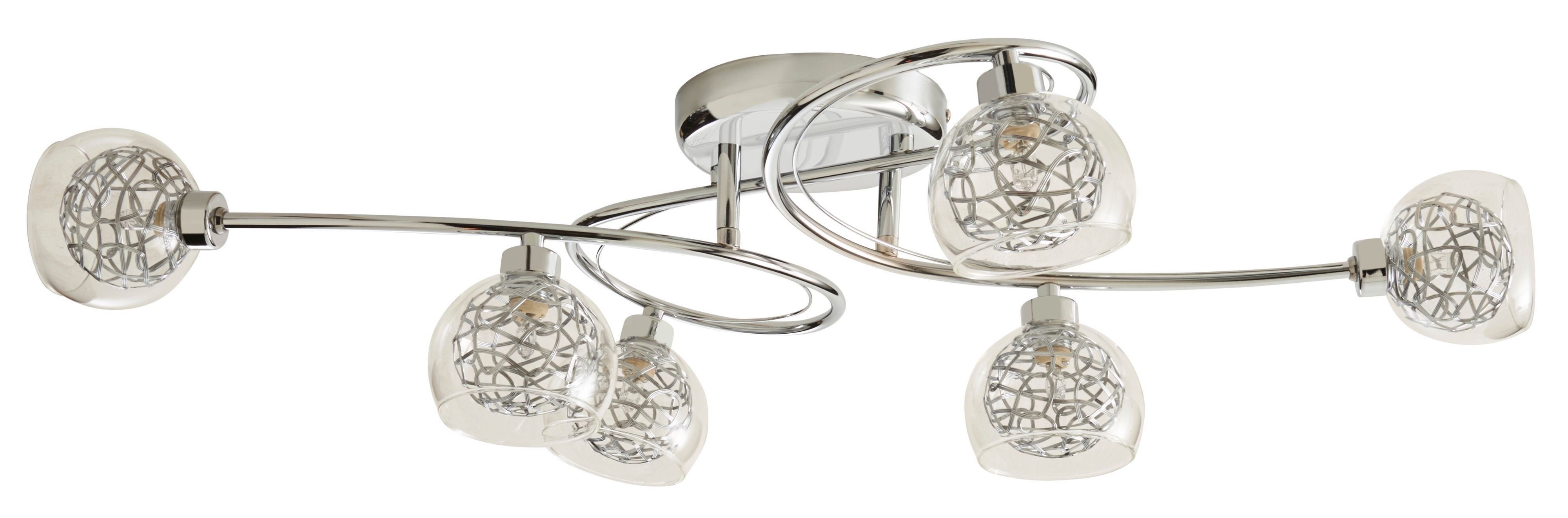 Colours Carmenta Loop Brushed Glass & metal Chrome effect 6 Lamp LED ...