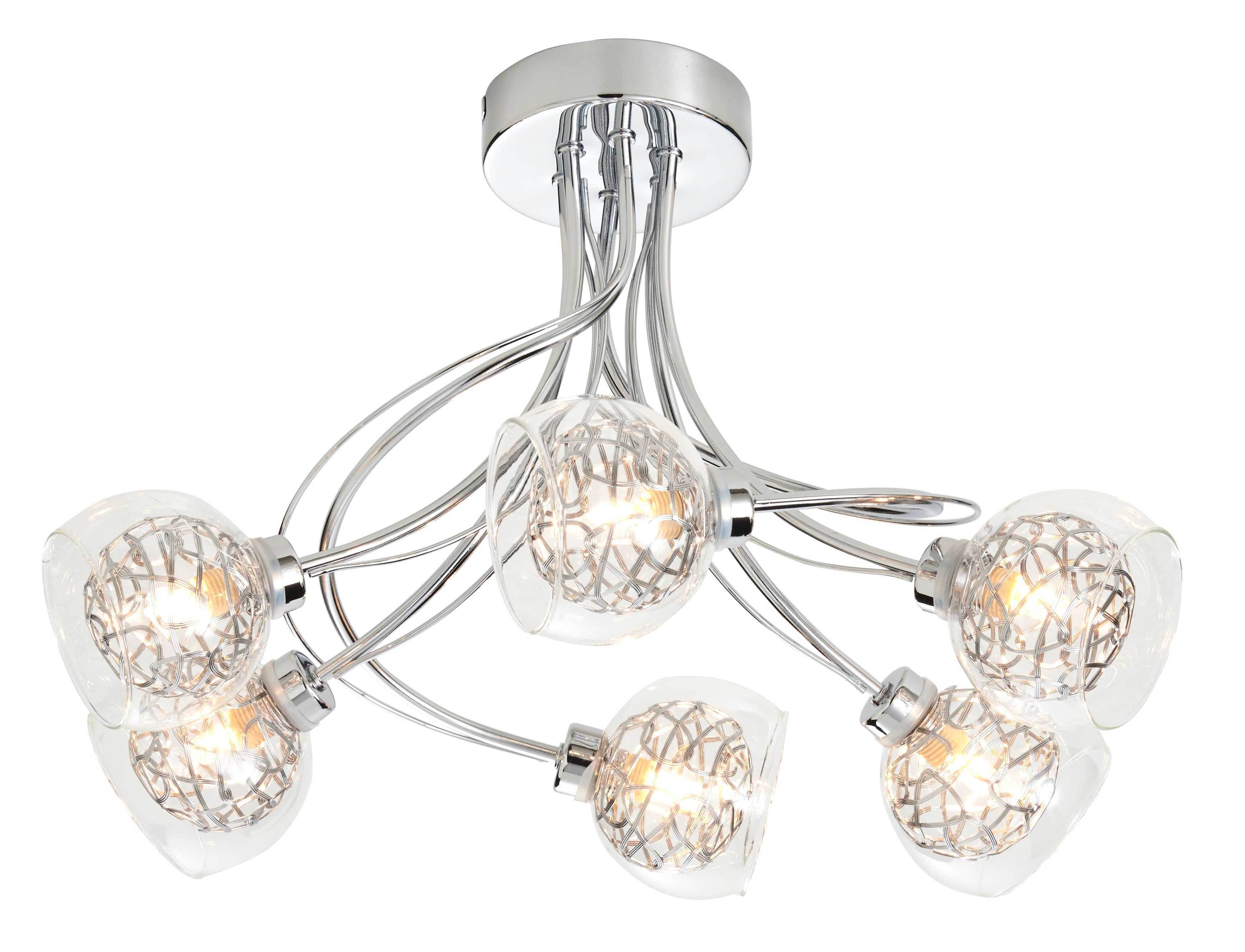 Colours Carmenta Twist Brushed Glass & metal Chrome effect 6 Lamp LED ...