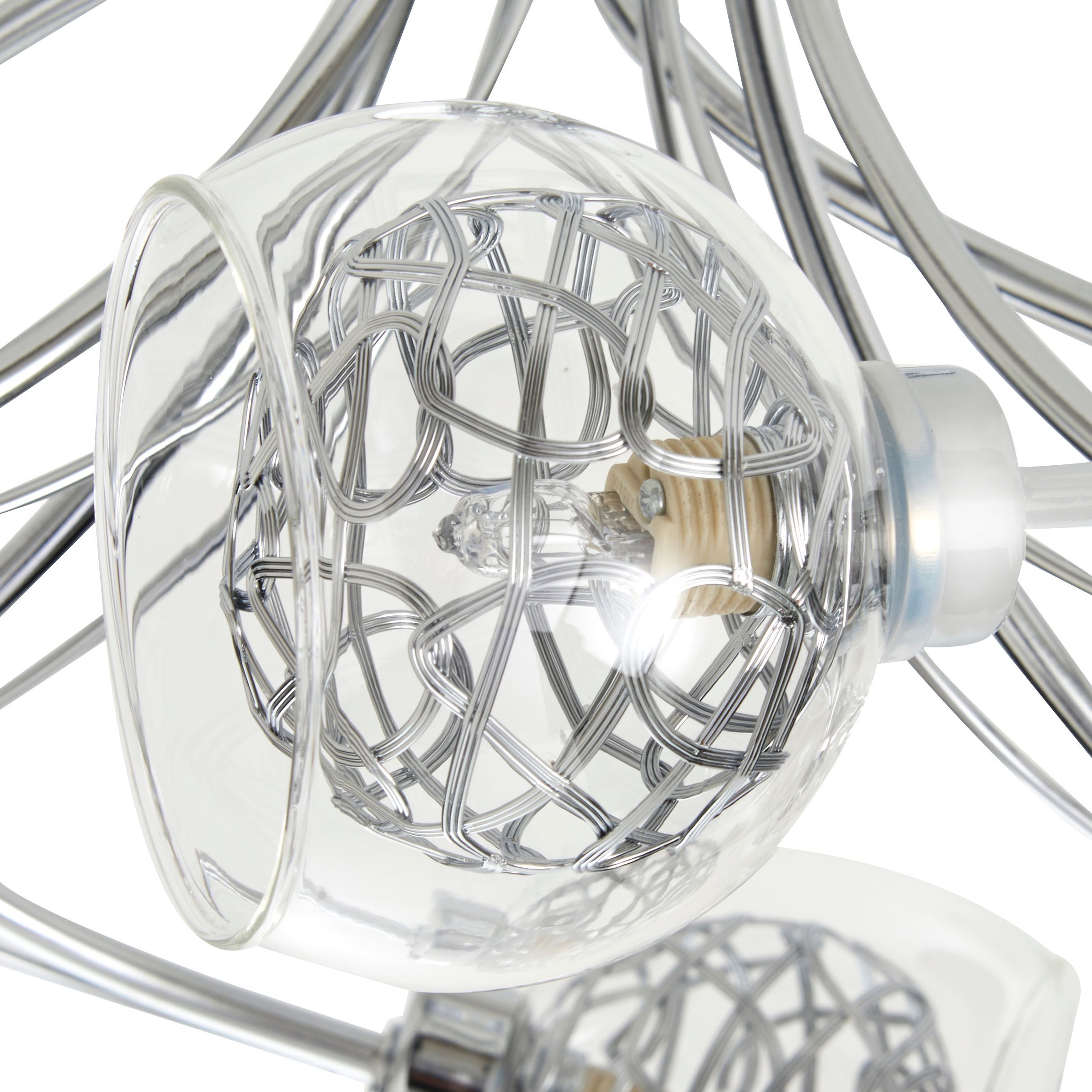 Colours Carmenta Twist Brushed Glass & metal Chrome effect 6 Lamp LED ...