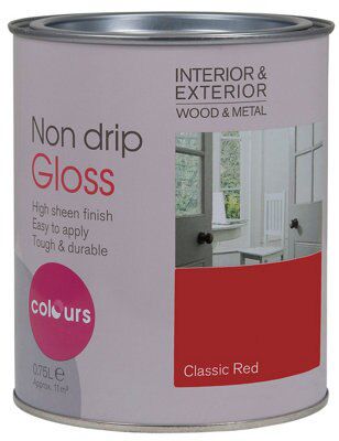 Colours Classic red Gloss Metal & wood paint, 750ml