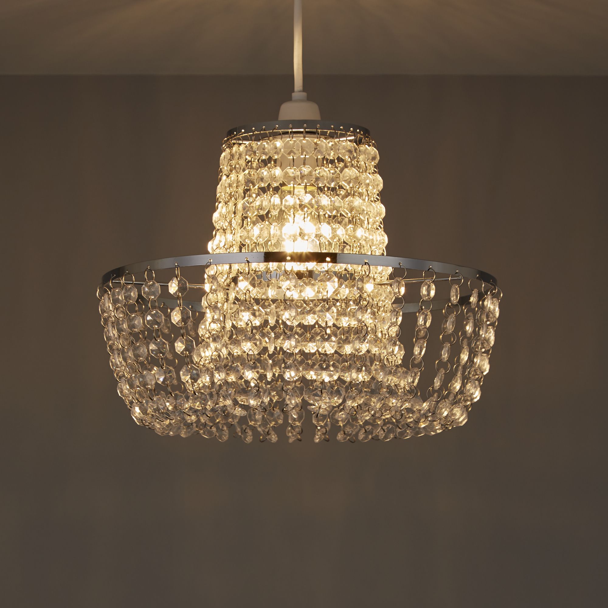 Colours Coltelli Clear Crystal effect Beaded Light shade (D)300mm | DIY ...