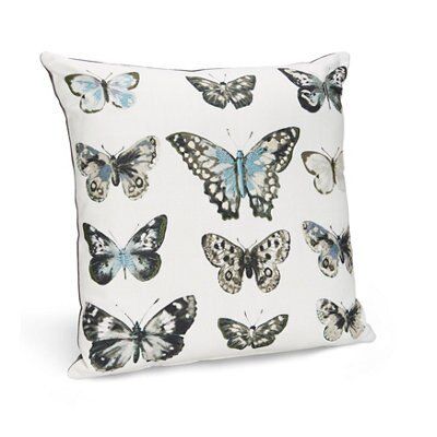 Colours Dannica Cream & green Print effect Cushion, (L)43cm x (W)43cm