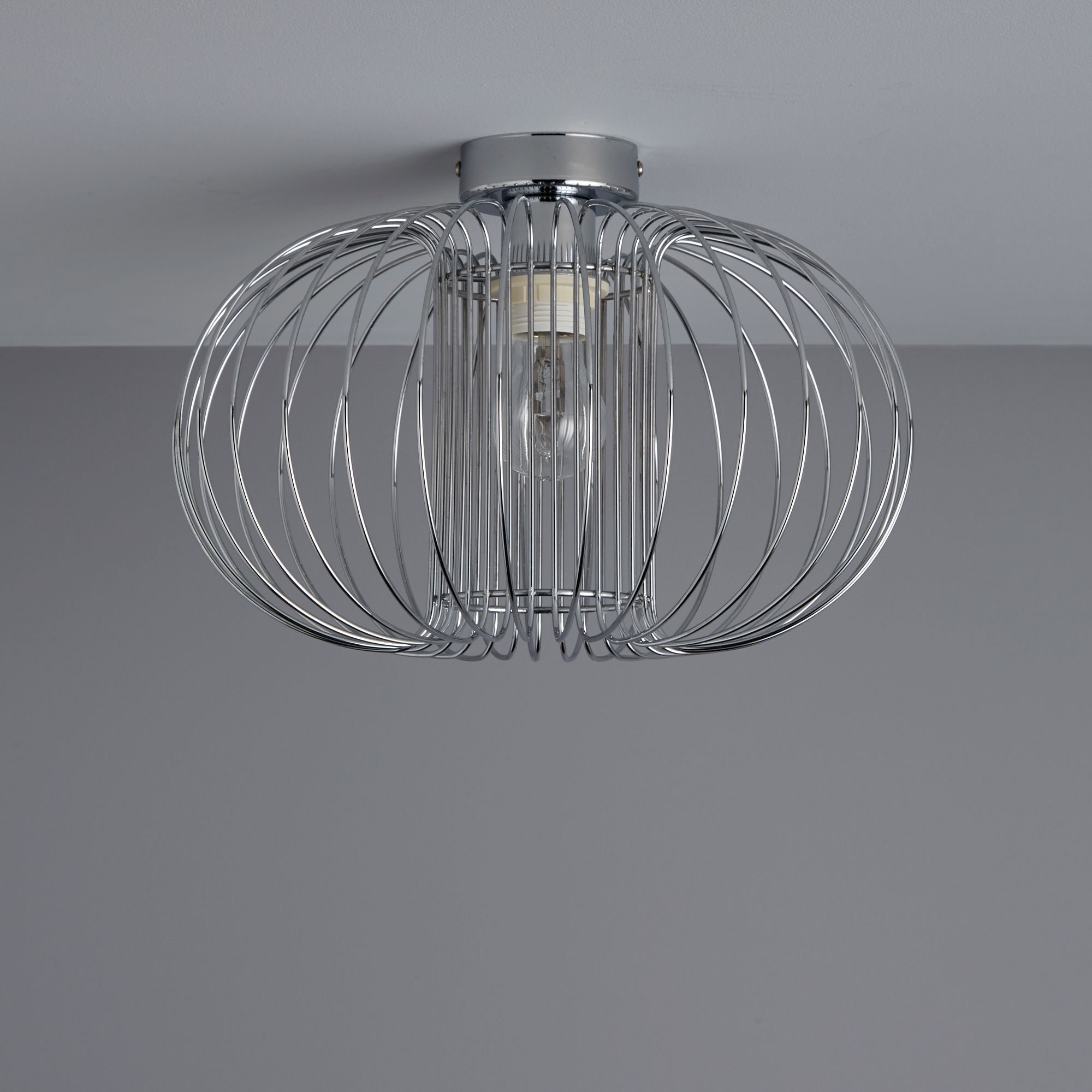 Colours Filum Brushed Metal Chrome effect Ceiling light