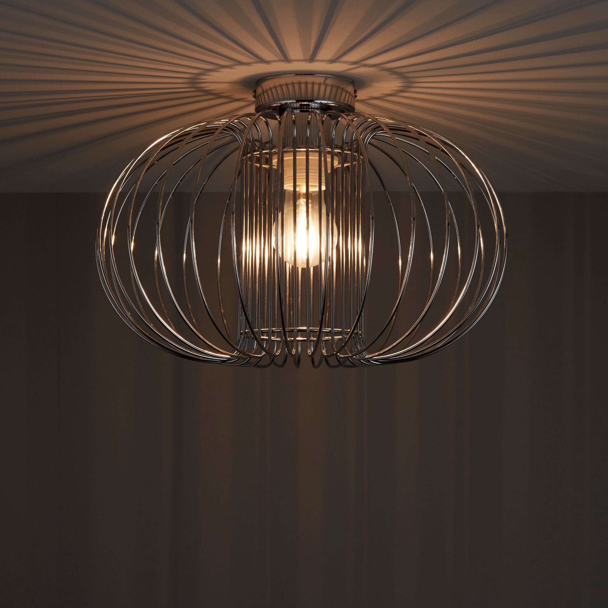 Colours Filum Brushed Metal Chrome effect Ceiling light