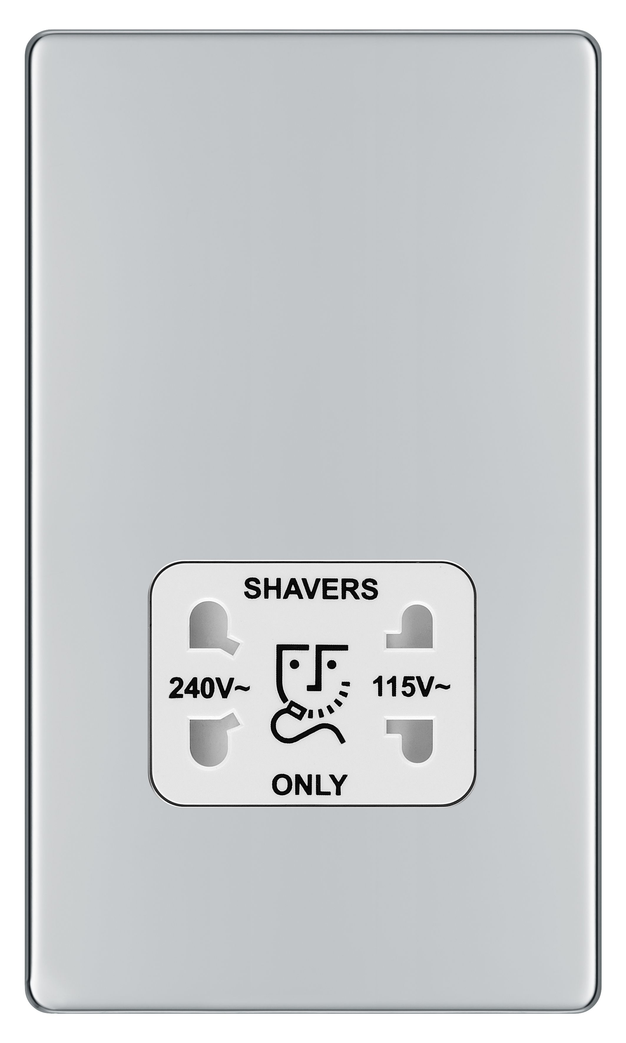 Colours Flat Screwless Shaver socket Chrome effect | DIY at B&Q
