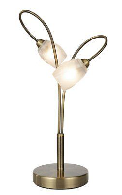 Colours Forbes Swirl Matt Antique brass effect Table lamp | DIY at B&Q